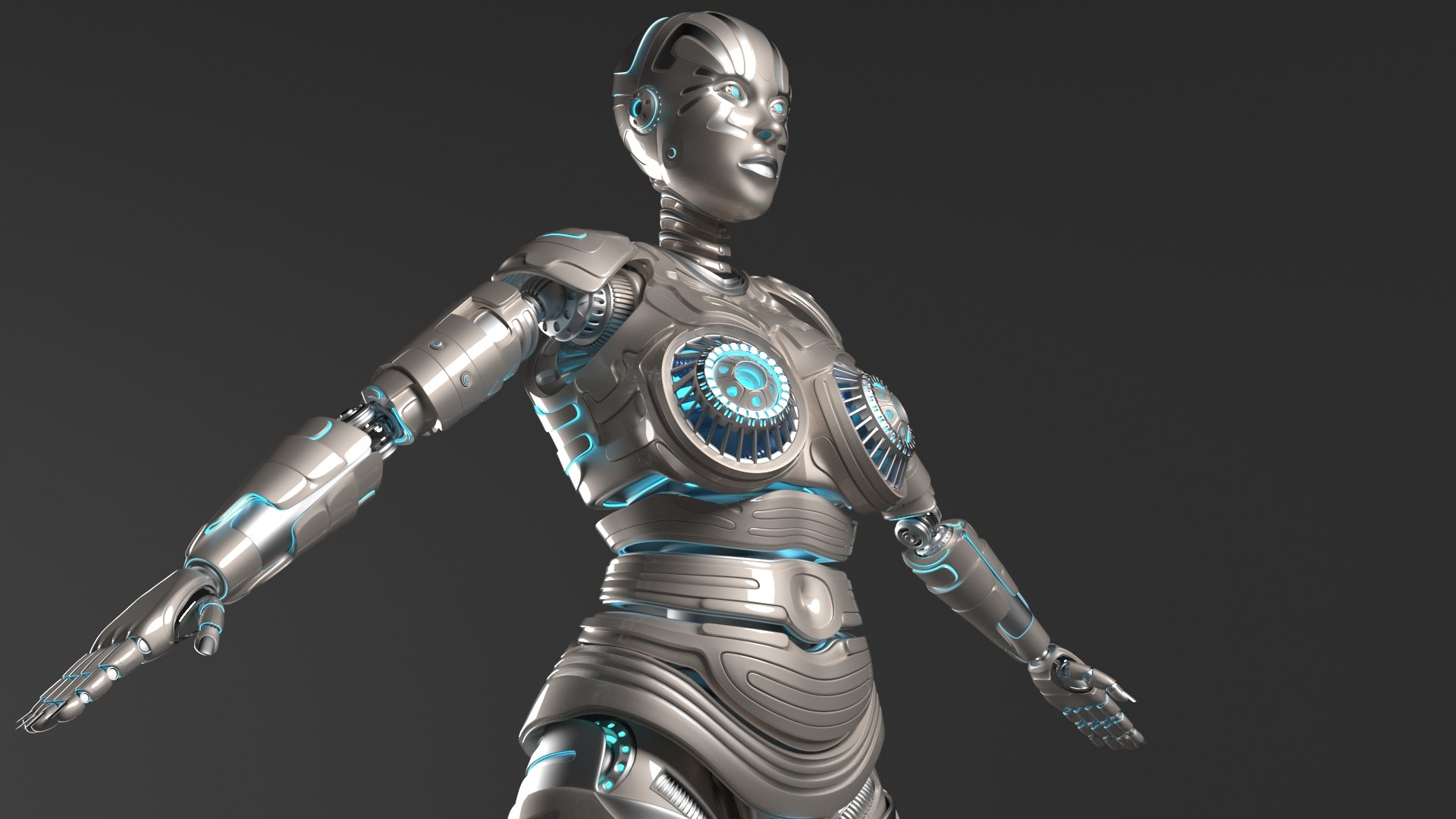 3D Lady Robot Rigged Character - TurboSquid 1312335