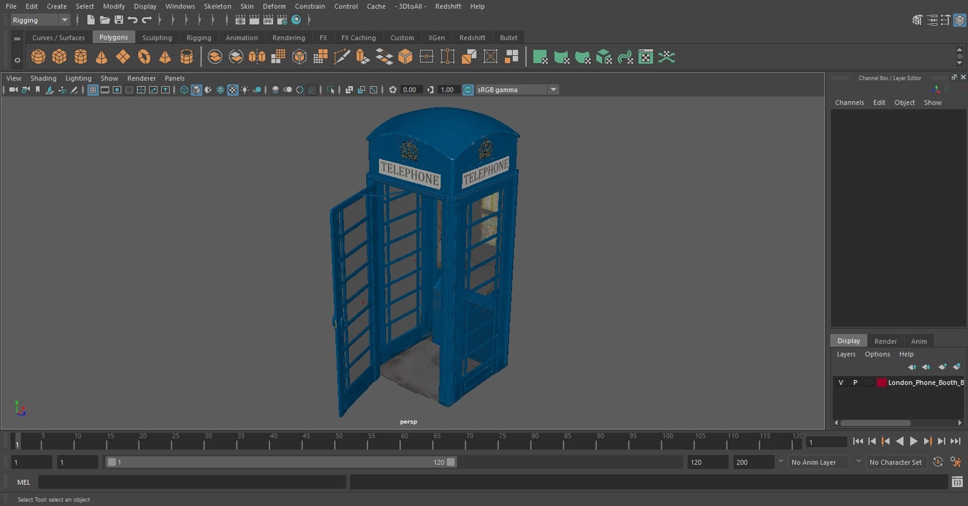 London Phone Booth Blue 3D - TurboSquid 1958460