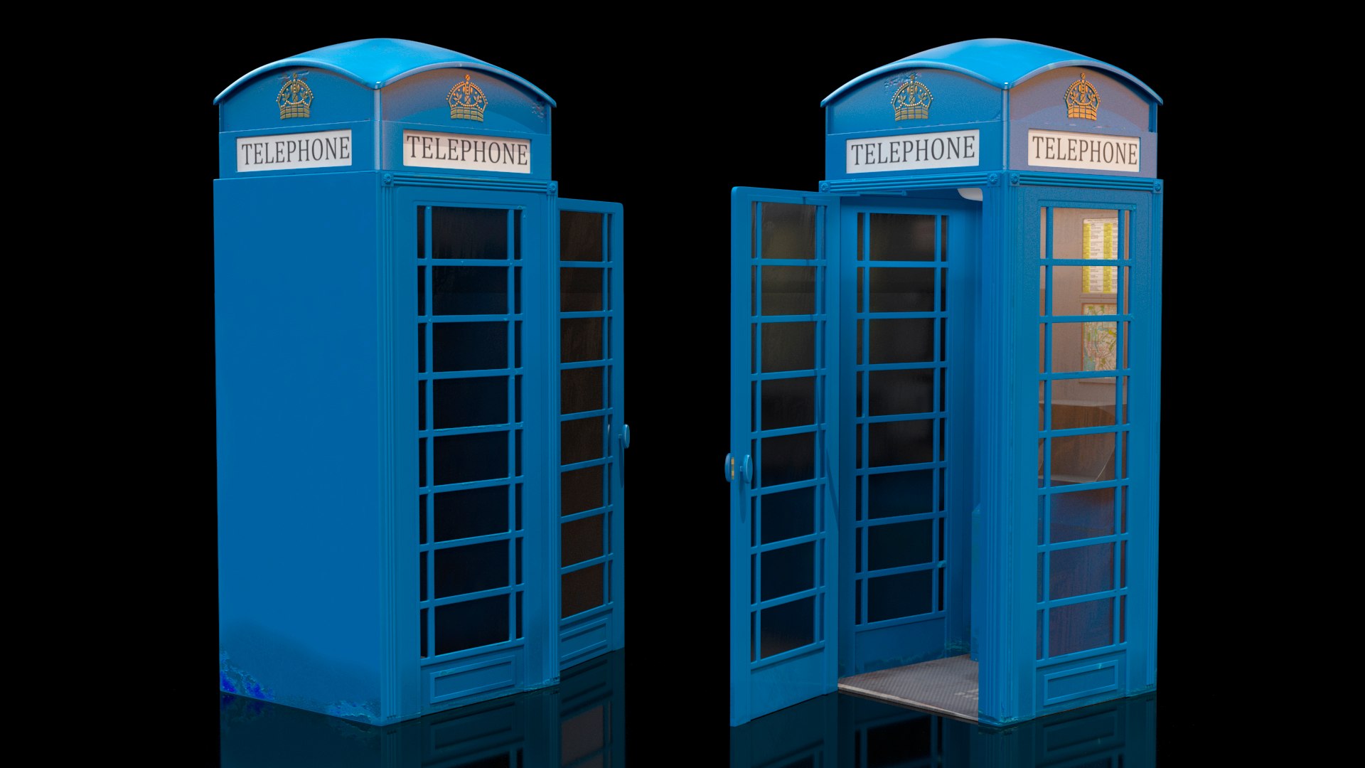 London Phone Booth Blue 3D - TurboSquid 1958460