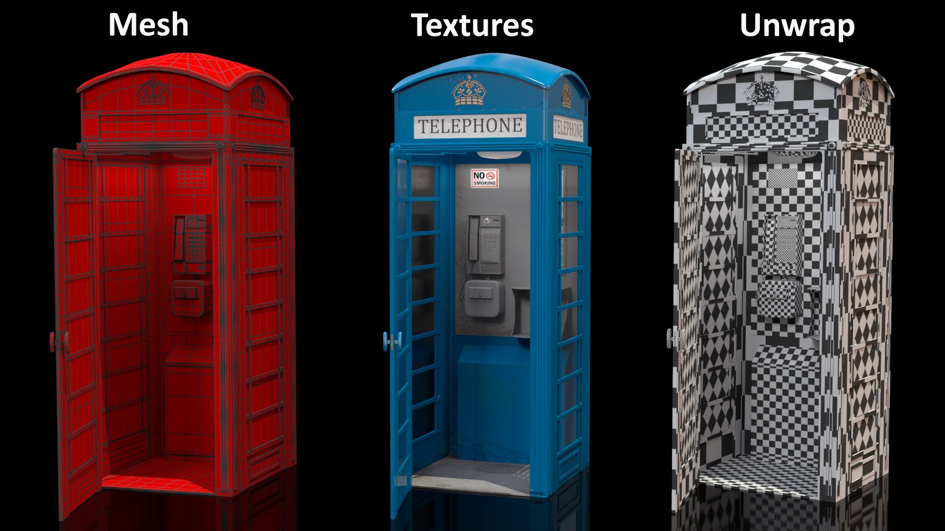 London Phone Booth Blue 3D - TurboSquid 1958460