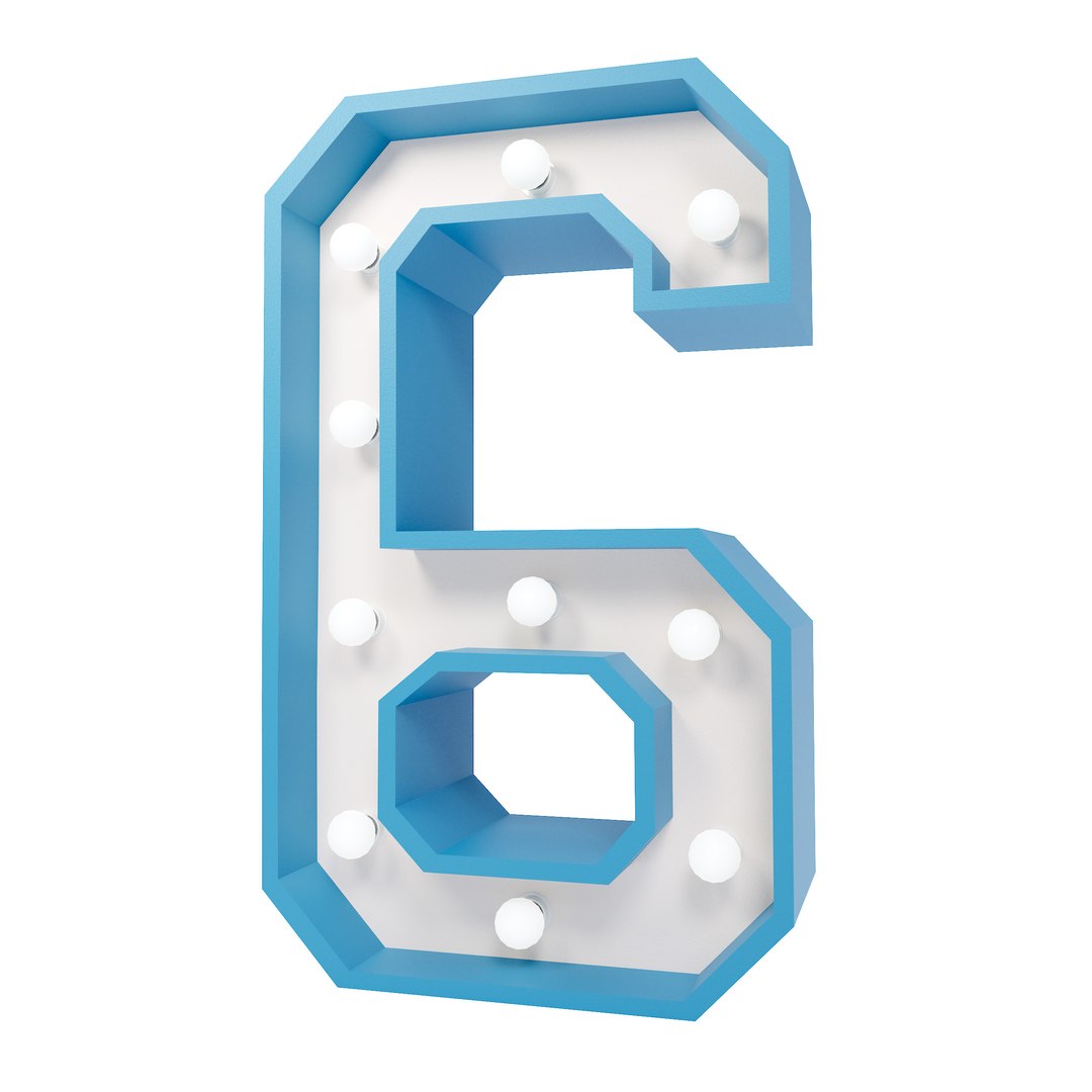 3D Marquee number six led glow sign 3dmodel - TurboSquid 1973238