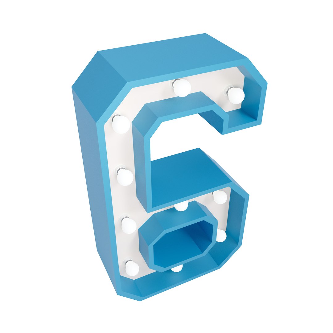 3D Marquee number six led glow sign 3dmodel - TurboSquid 1973238