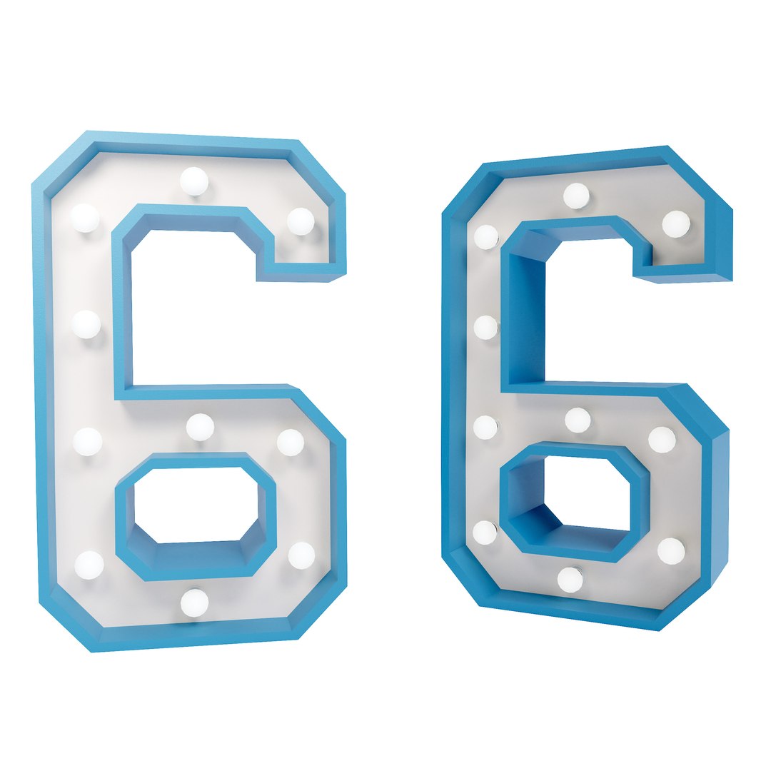 3D Marquee number six led glow sign 3dmodel - TurboSquid 1973238