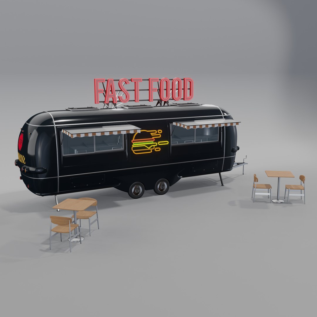 3D Black Fast Food Trailer - TurboSquid 2174907
