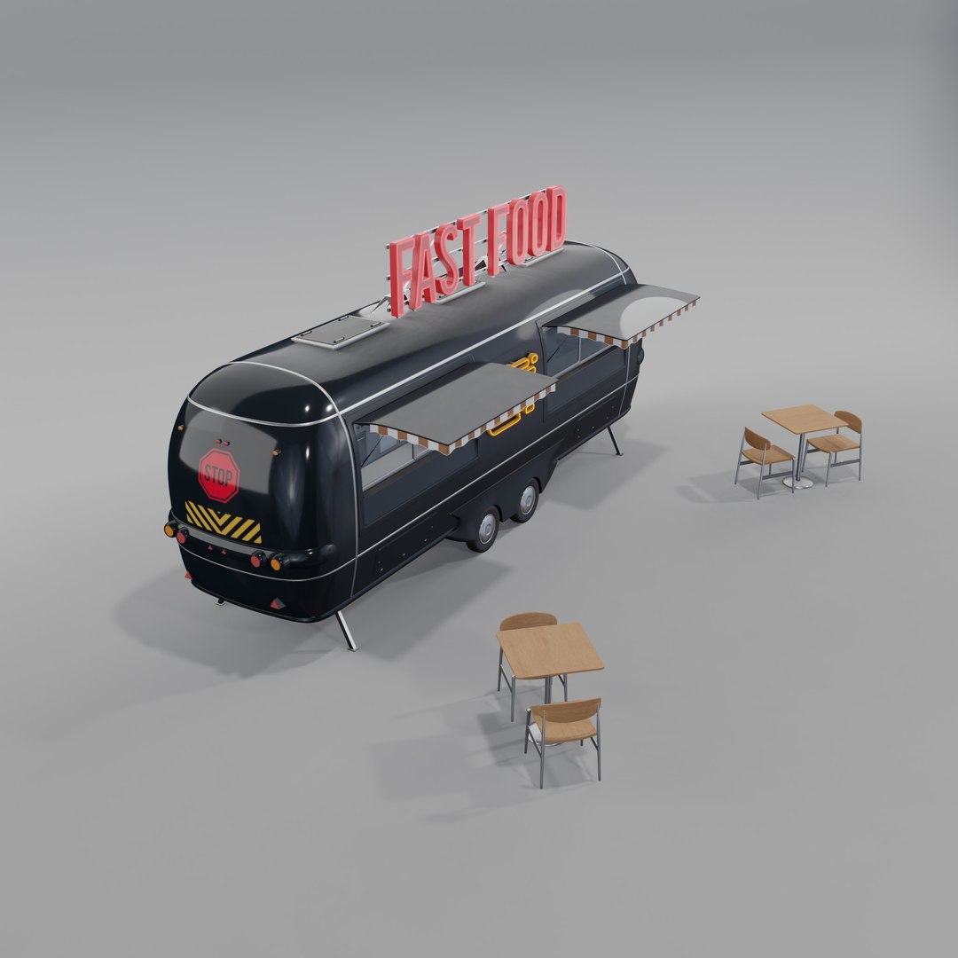 3D Black Fast Food Trailer - TurboSquid 2174907