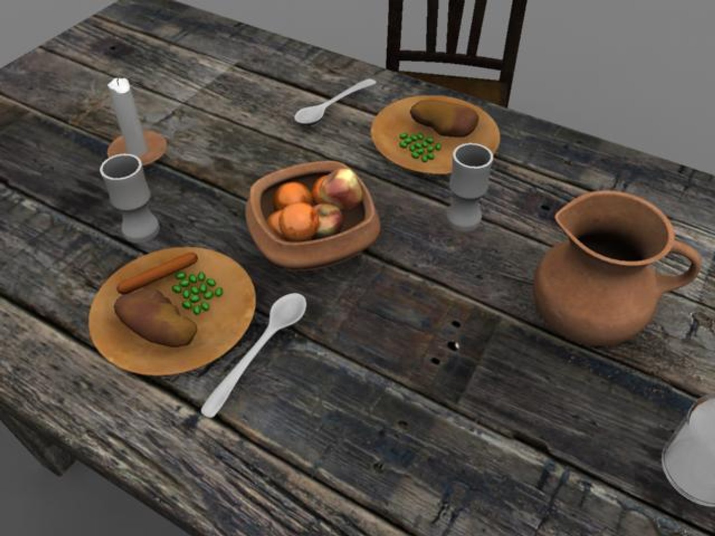 Medieval Dinner Picnic Table 3d Ma