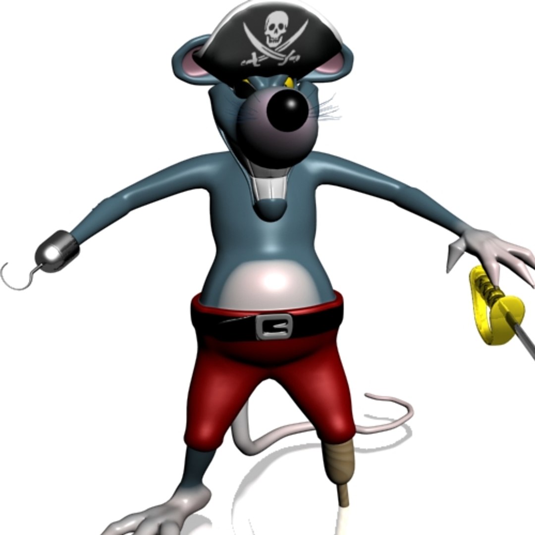 3d Cartoon Rats Rigged Pirate Model