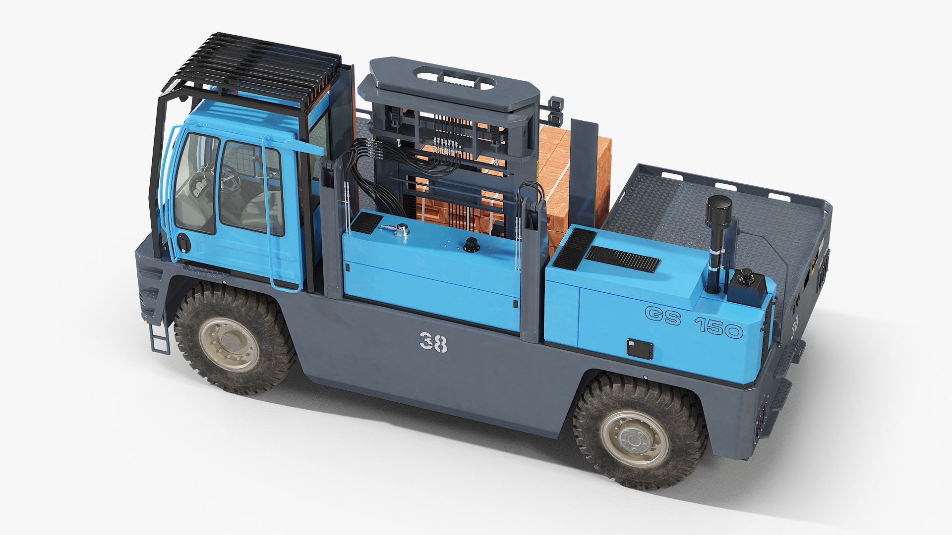 Baumann GS 150 Side Load Forklift Brick Pallet Blue 3D Model ...