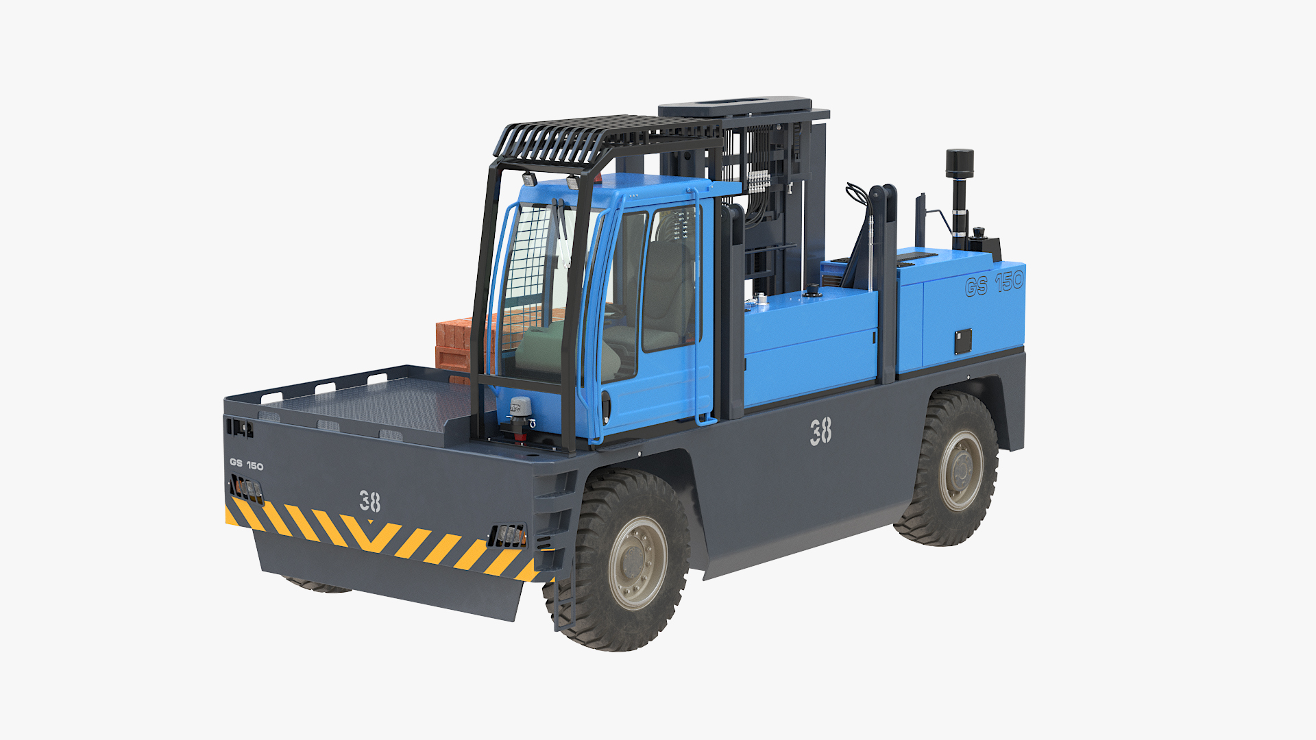Baumann GS 150 Side Load Forklift Brick Pallet Blue 3D Model ...