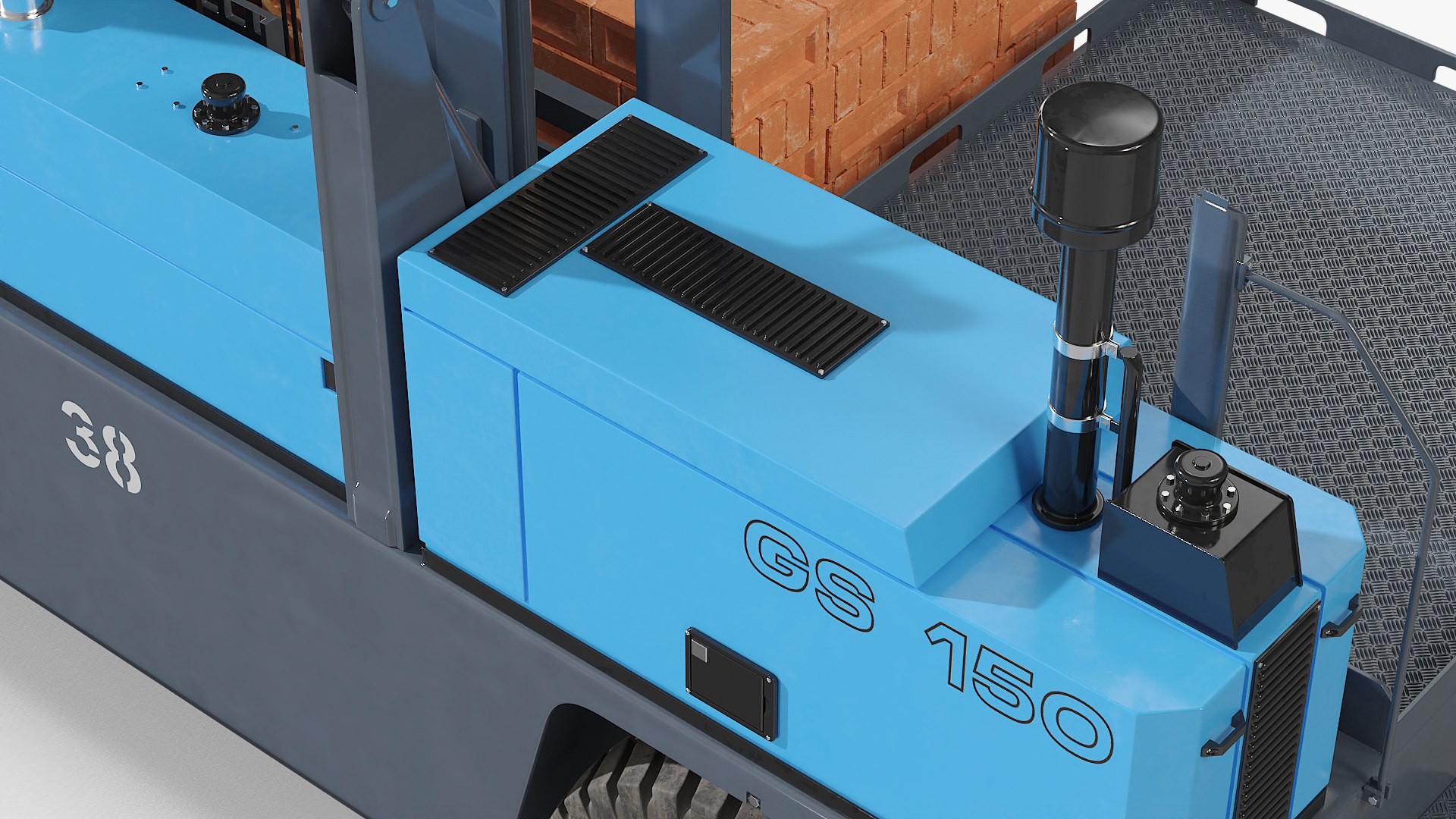 Baumann GS 150 Side Load Forklift Brick Pallet Blue 3D Model ...