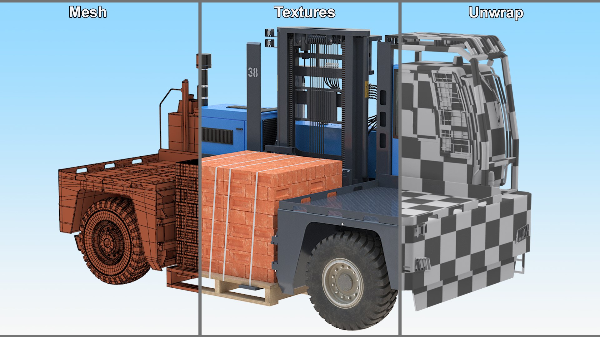 Baumann GS 150 Side Load Forklift Brick Pallet Blue 3D Model ...