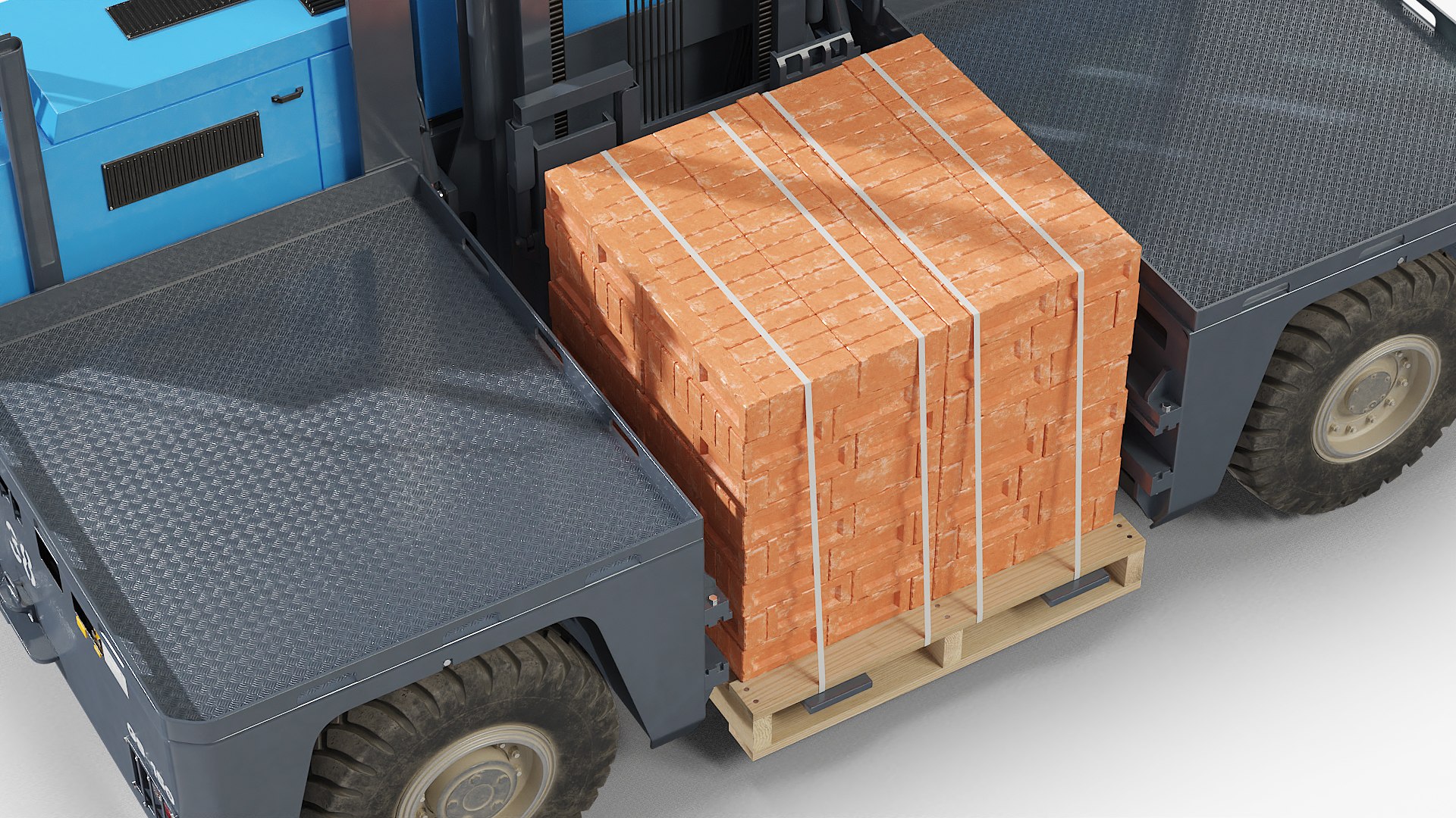 Baumann GS 150 Side Load Forklift Brick Pallet Blue 3D Model ...