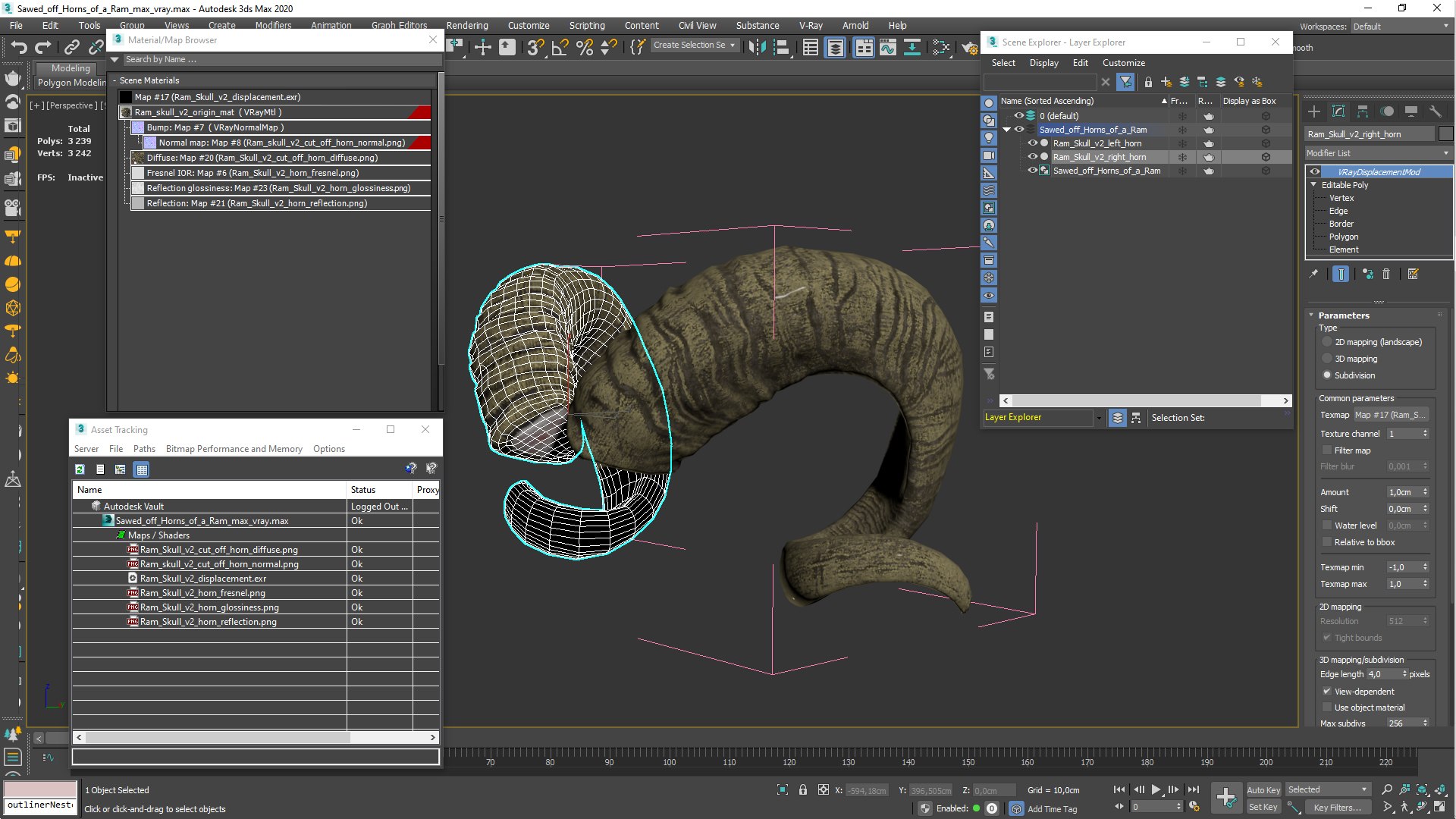 3D Sawed Off Horns Of A Ram - TurboSquid 2325129