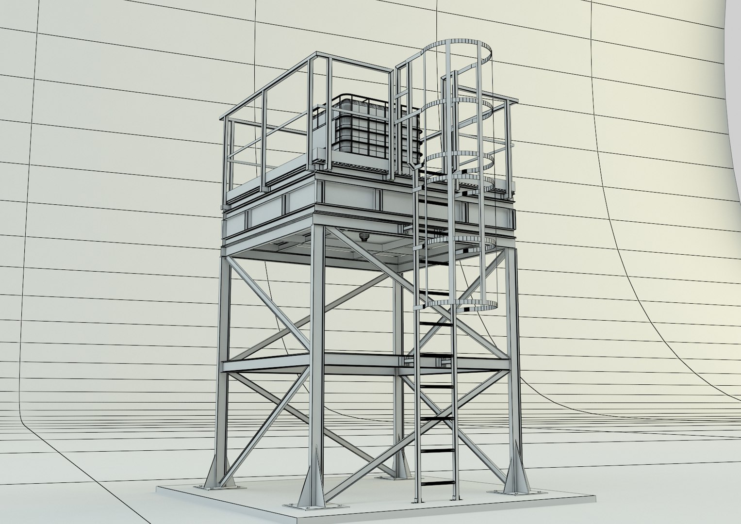 Tower Structure Oil Tank 3D Model - TurboSquid 2069526