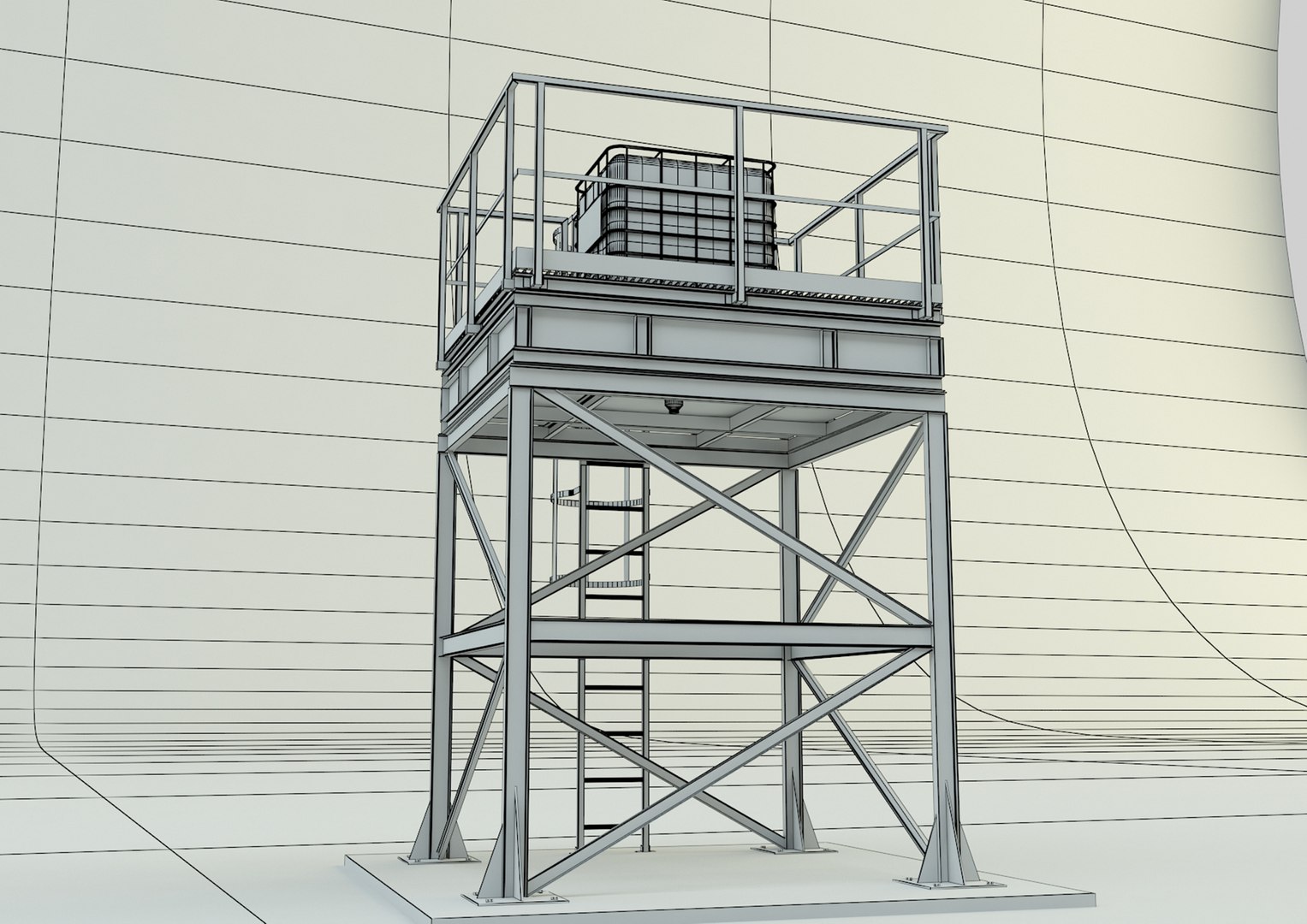 Tower Structure Oil Tank 3D Model - TurboSquid 2069526