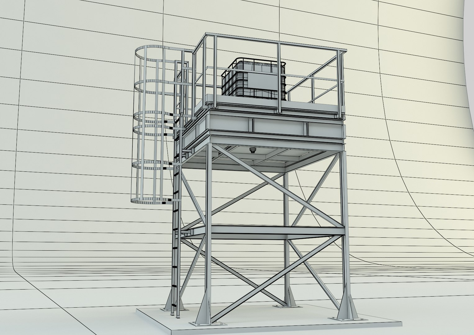 Tower Structure Oil Tank 3D Model - TurboSquid 2069526