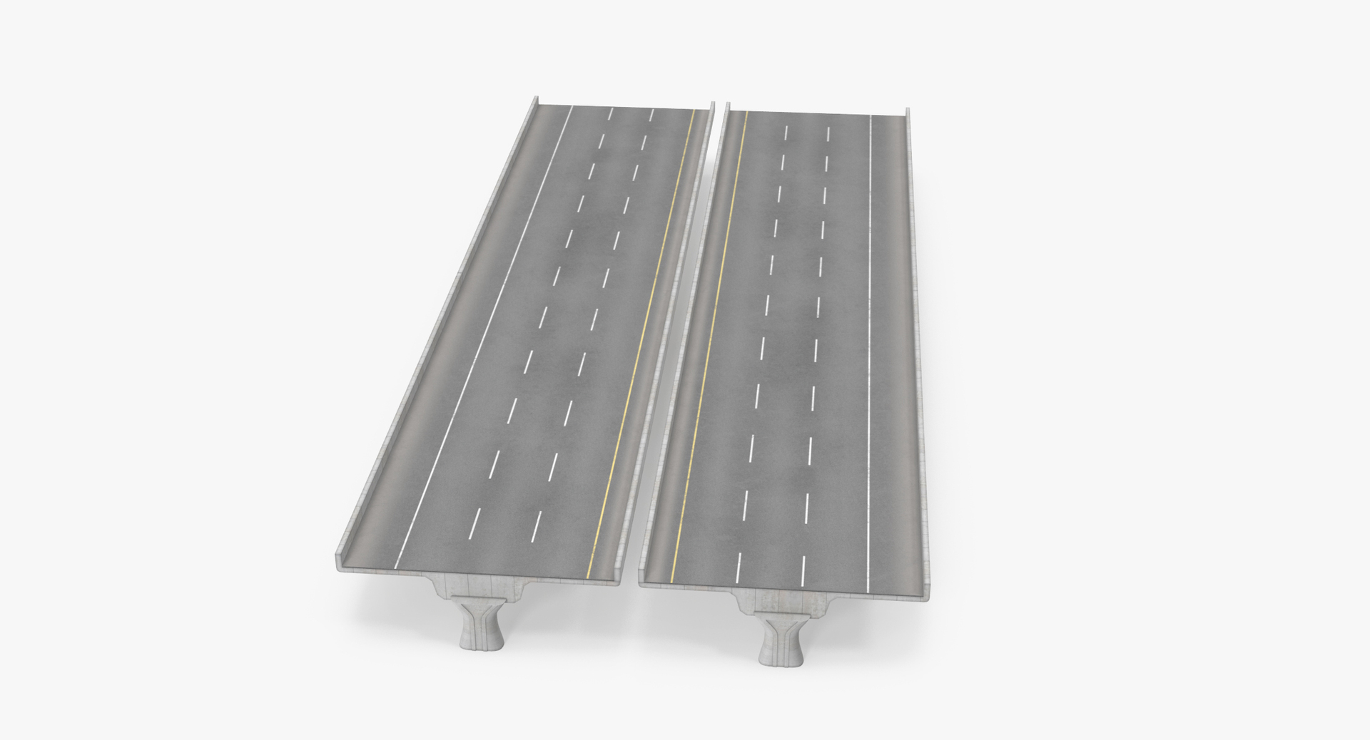 3D 3 Lane Raised Highways Model - TurboSquid 1358644