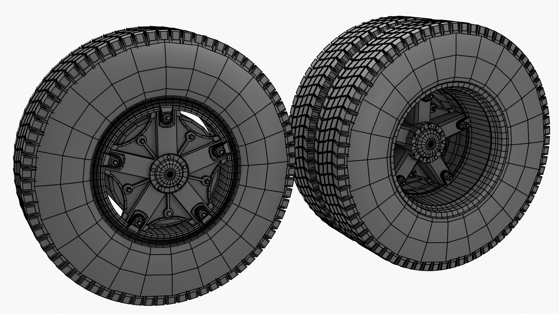 Old Truck Wheels No Texture Model - TurboSquid 2027938