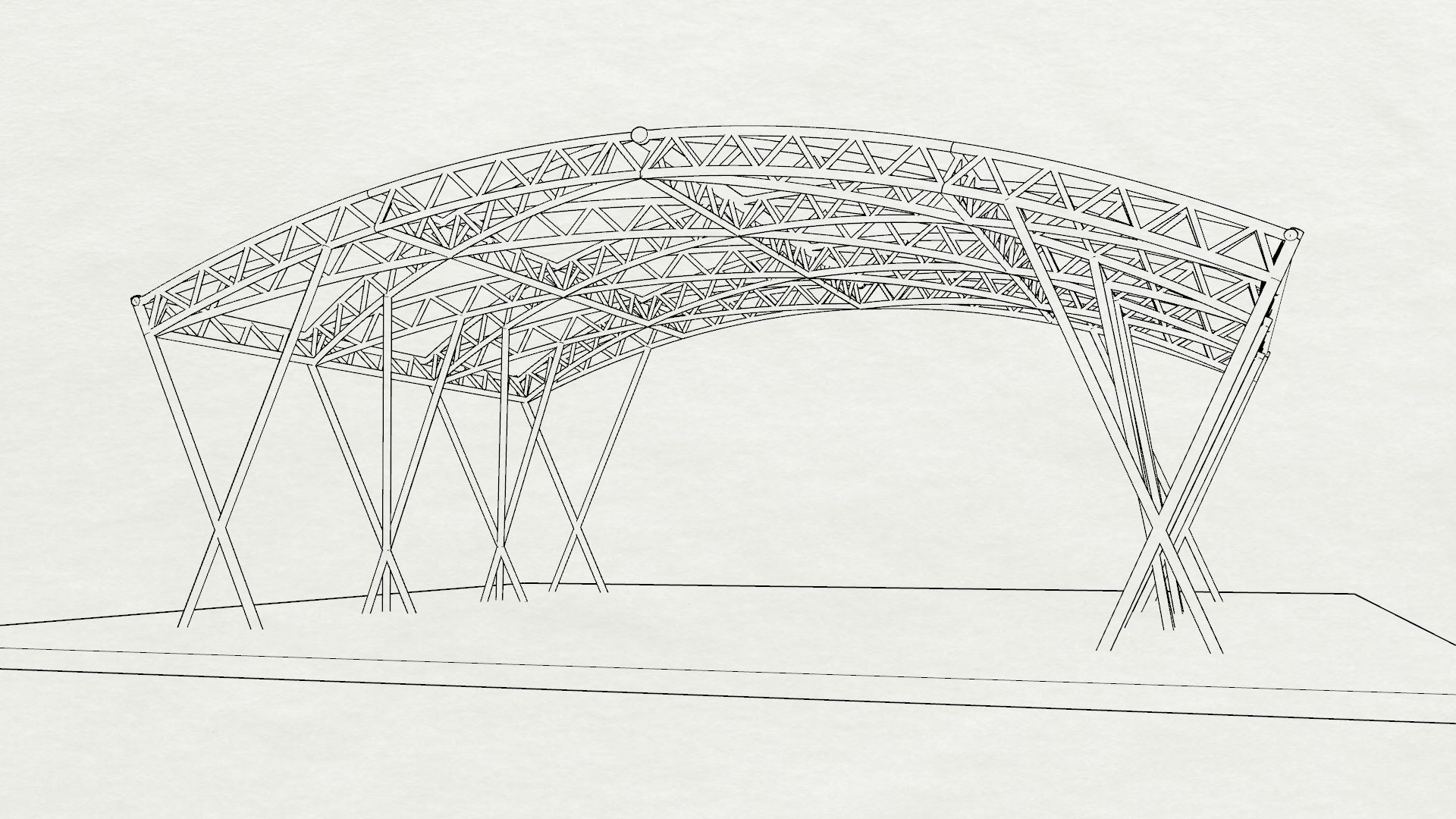 3D Model Truss Beam - Cylindrical Roof Model - TurboSquid 2062552