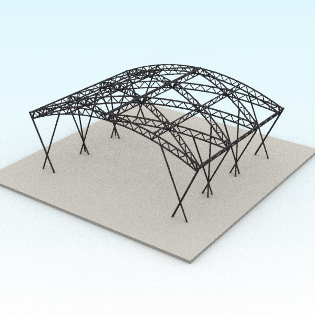 Modello 3D Truss beam - Cylindrical roof model - TurboSquid 2062552