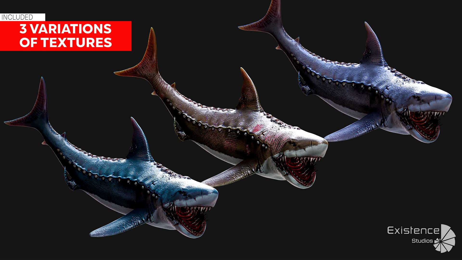 3D Model Megalodon Shark Model GameReady Ocean Predator Low Poly Fish ...