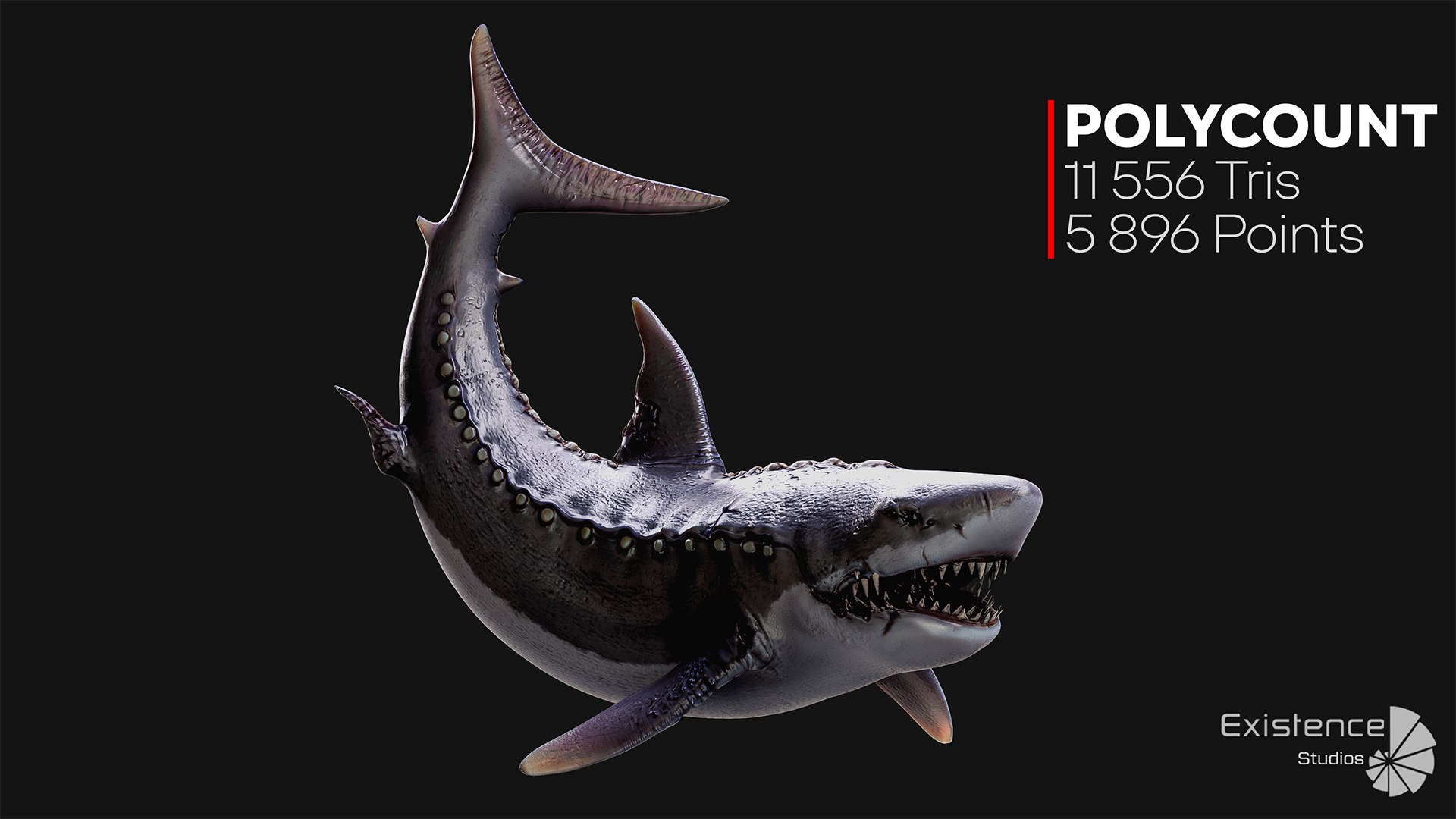 3D Model Megalodon Shark Model GameReady Ocean Predator Low Poly Fish ...