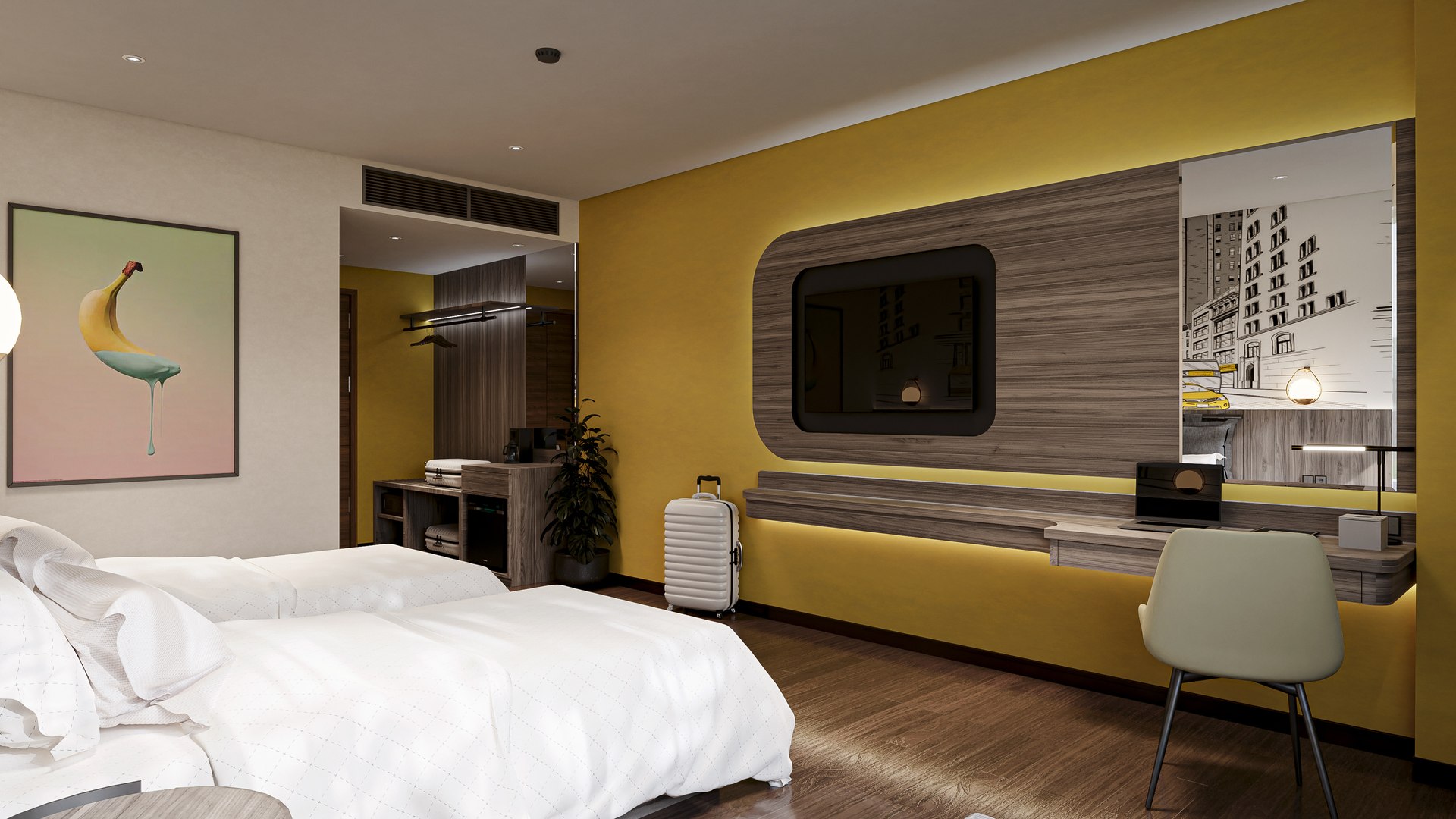 Bedroom Hotel - Contemporary Blender - Fbx - Obj 3D Model - TurboSquid ...