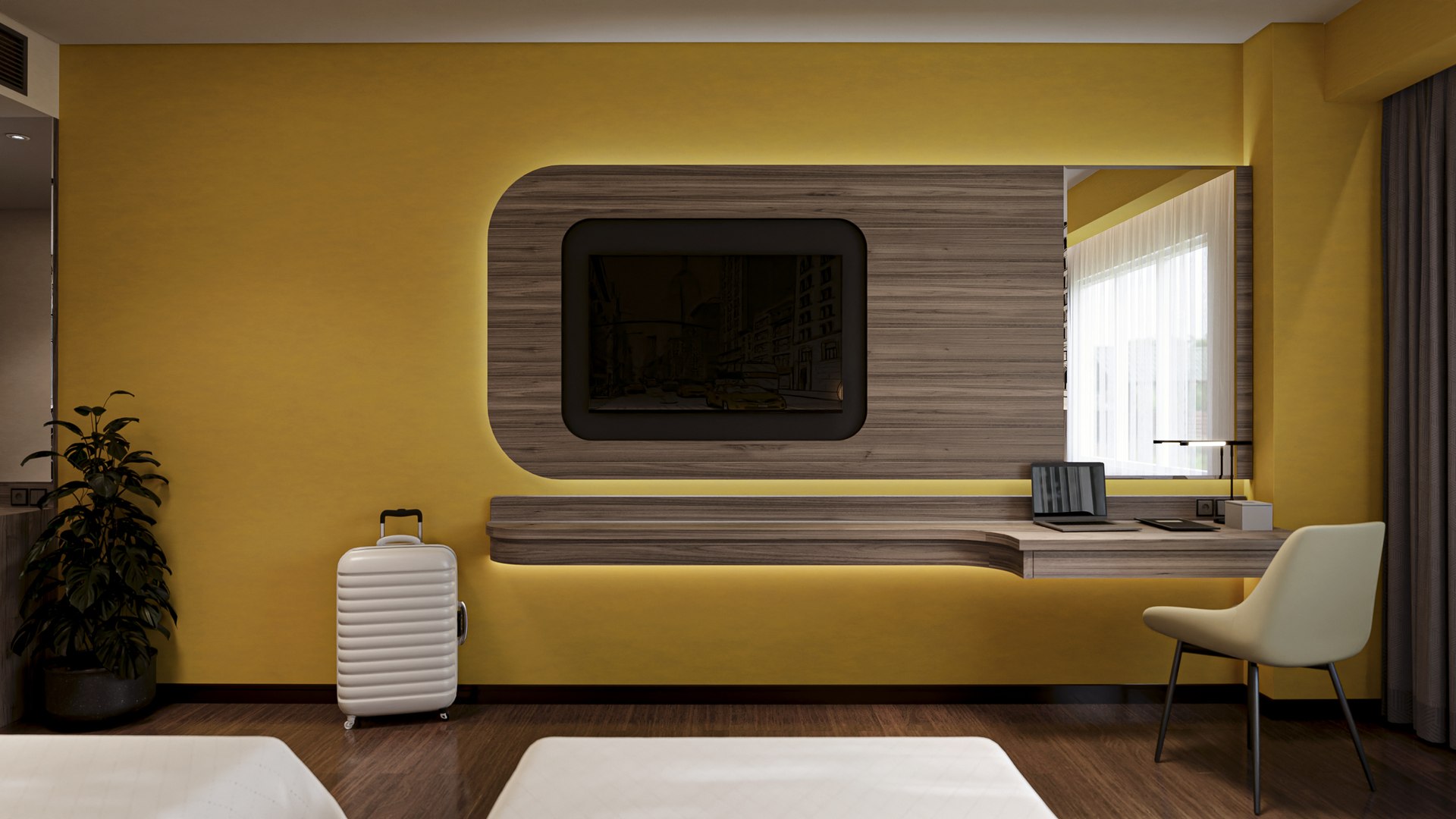 Bedroom Hotel - Contemporary Blender - Fbx - Obj 3D Model - TurboSquid ...