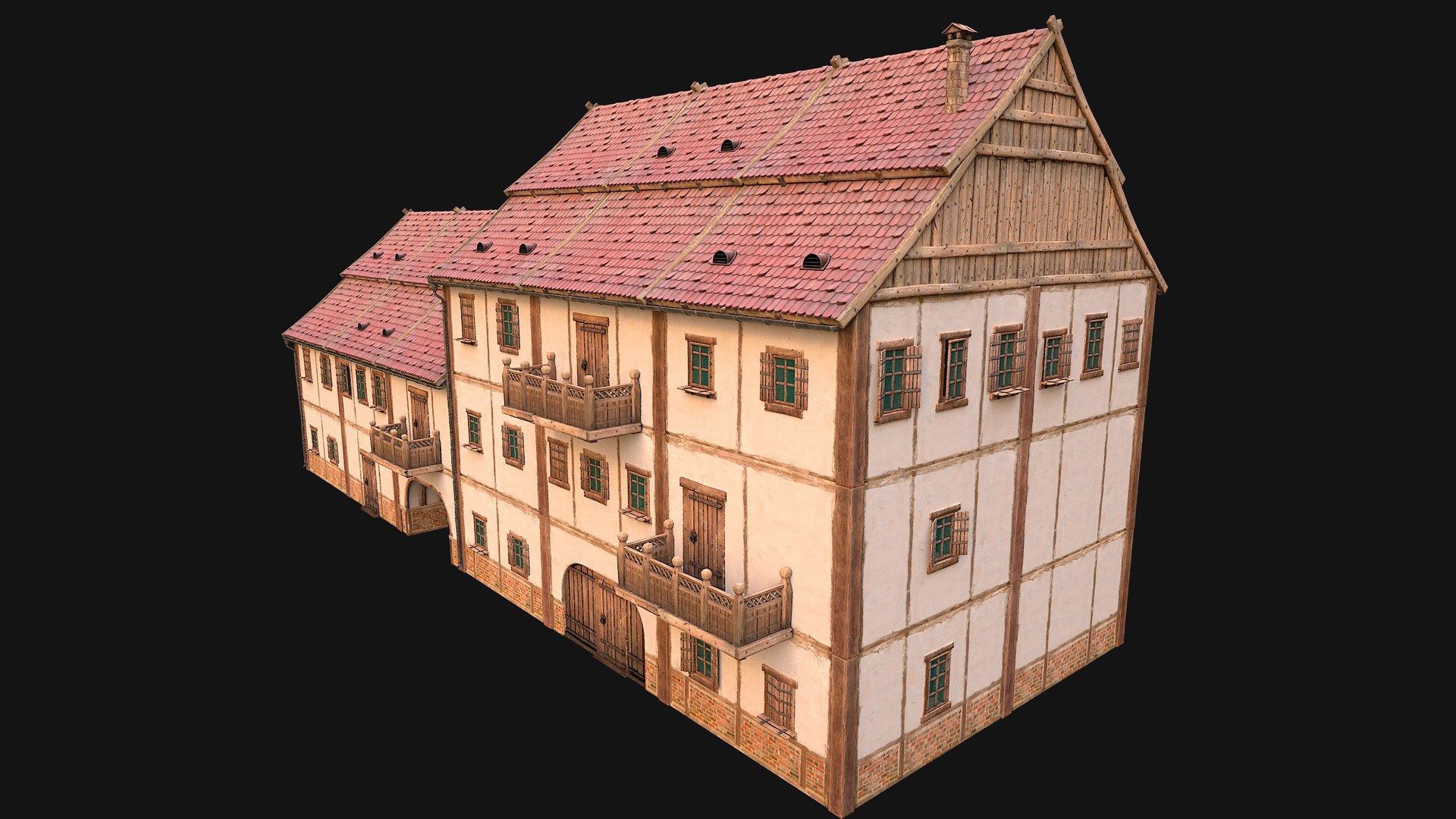 Medieval European Brick House Model - TurboSquid 2179115