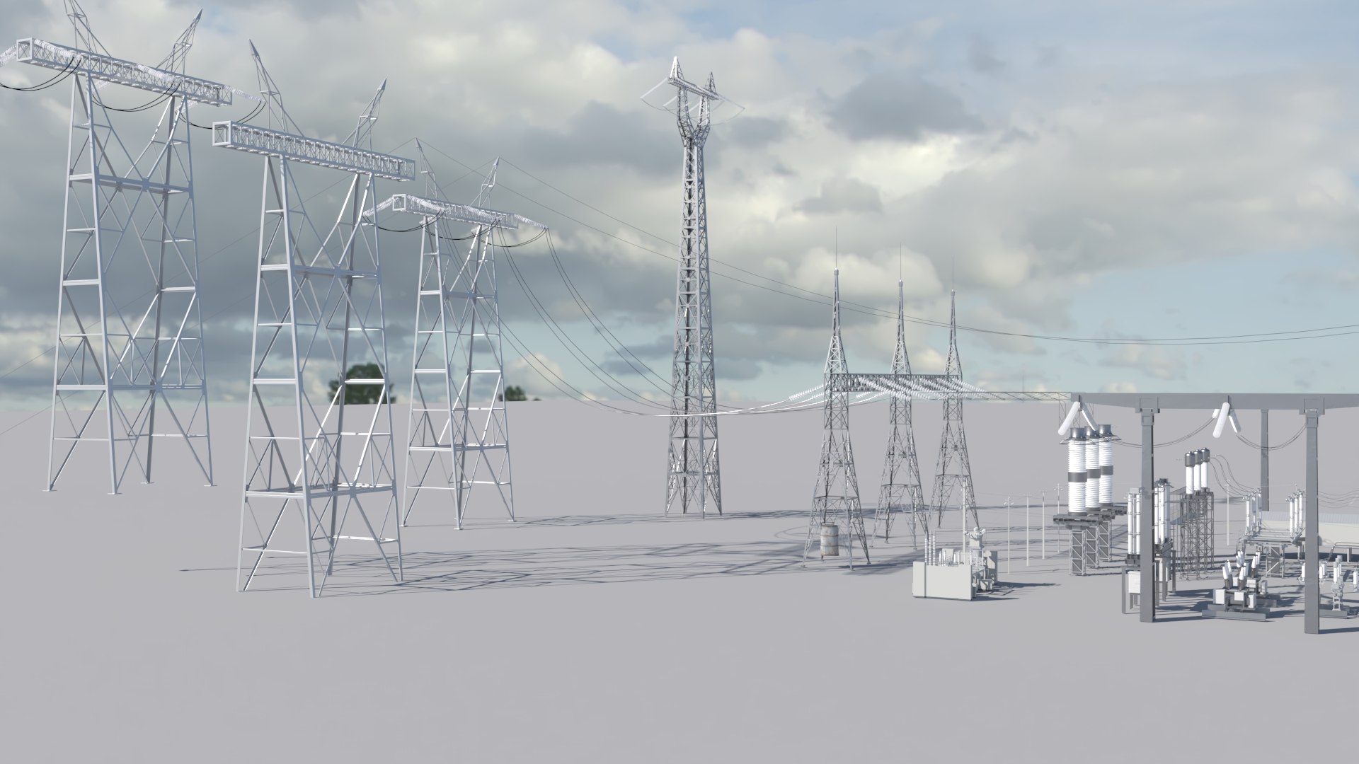 3D Electric Power Sub Station - TurboSquid 2324764