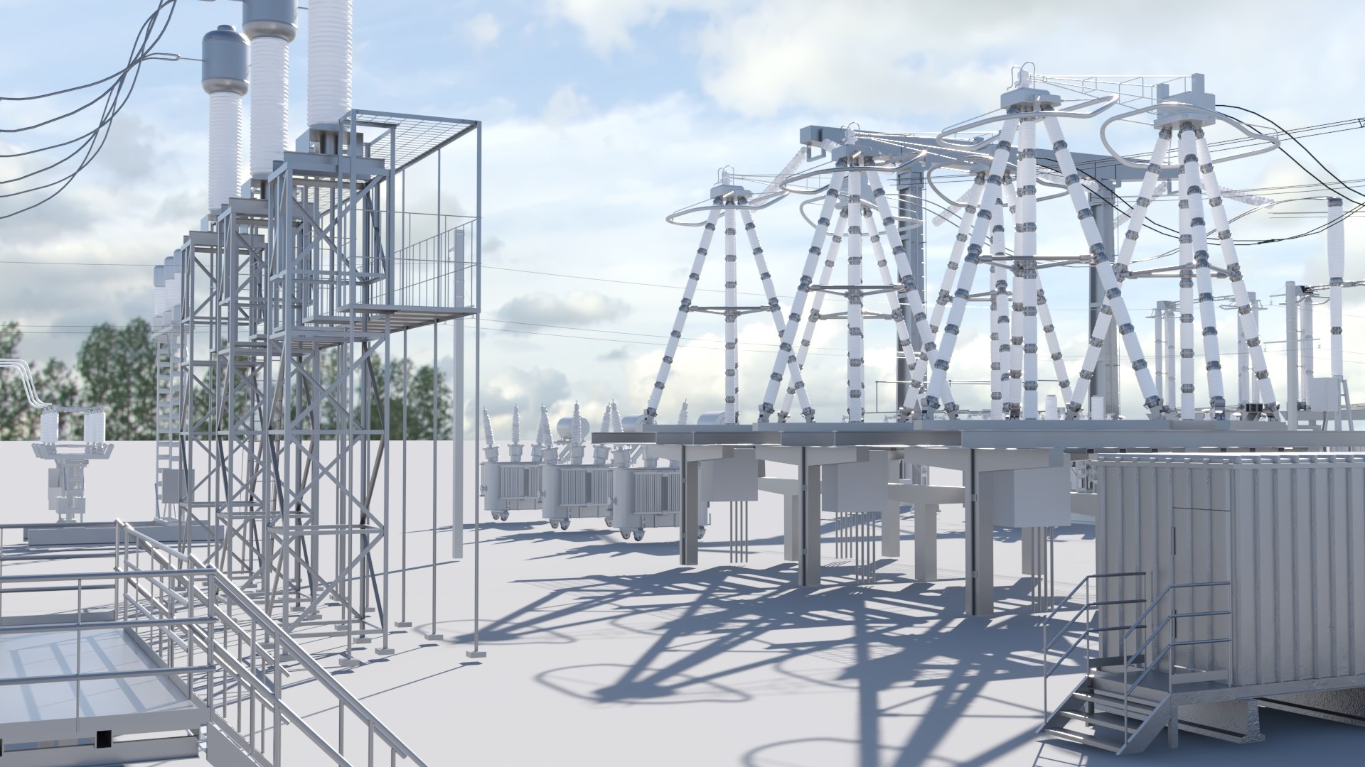 3D Electric Power Sub Station - TurboSquid 2324764