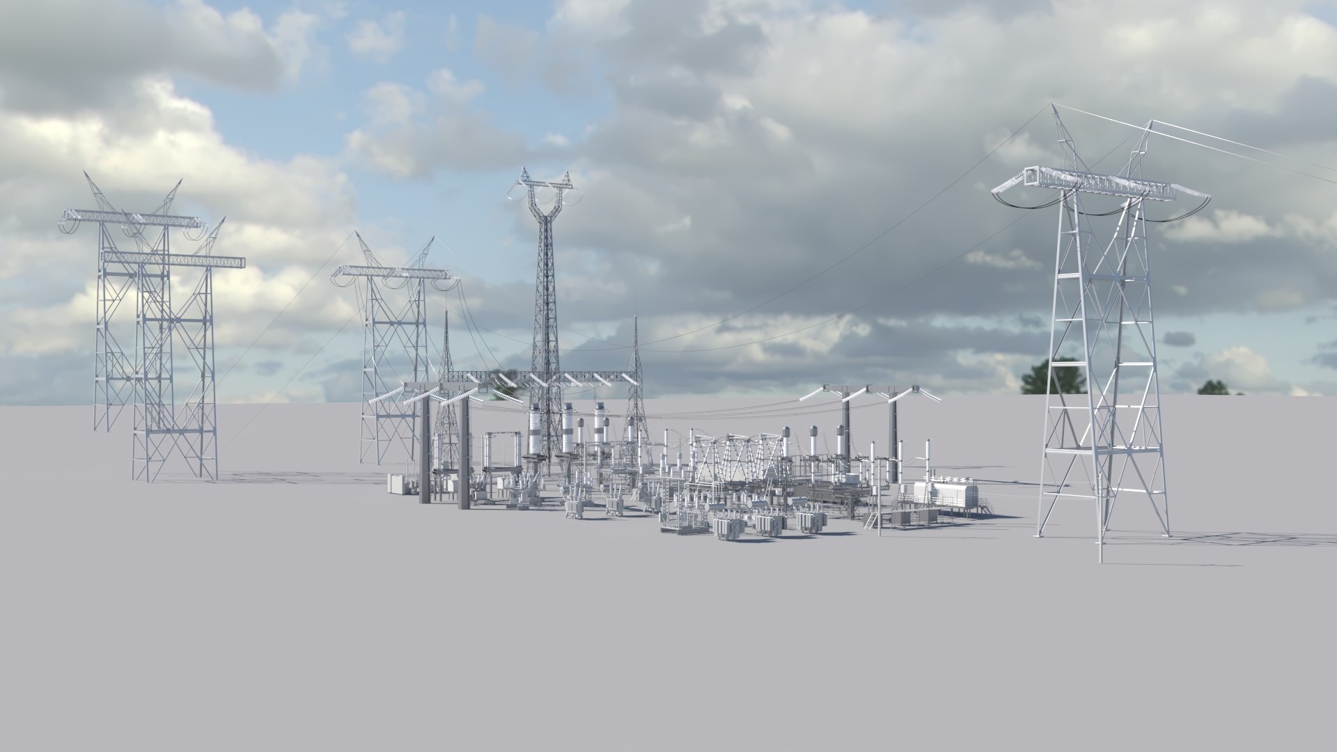 3D Electric Power Sub Station - TurboSquid 2324764