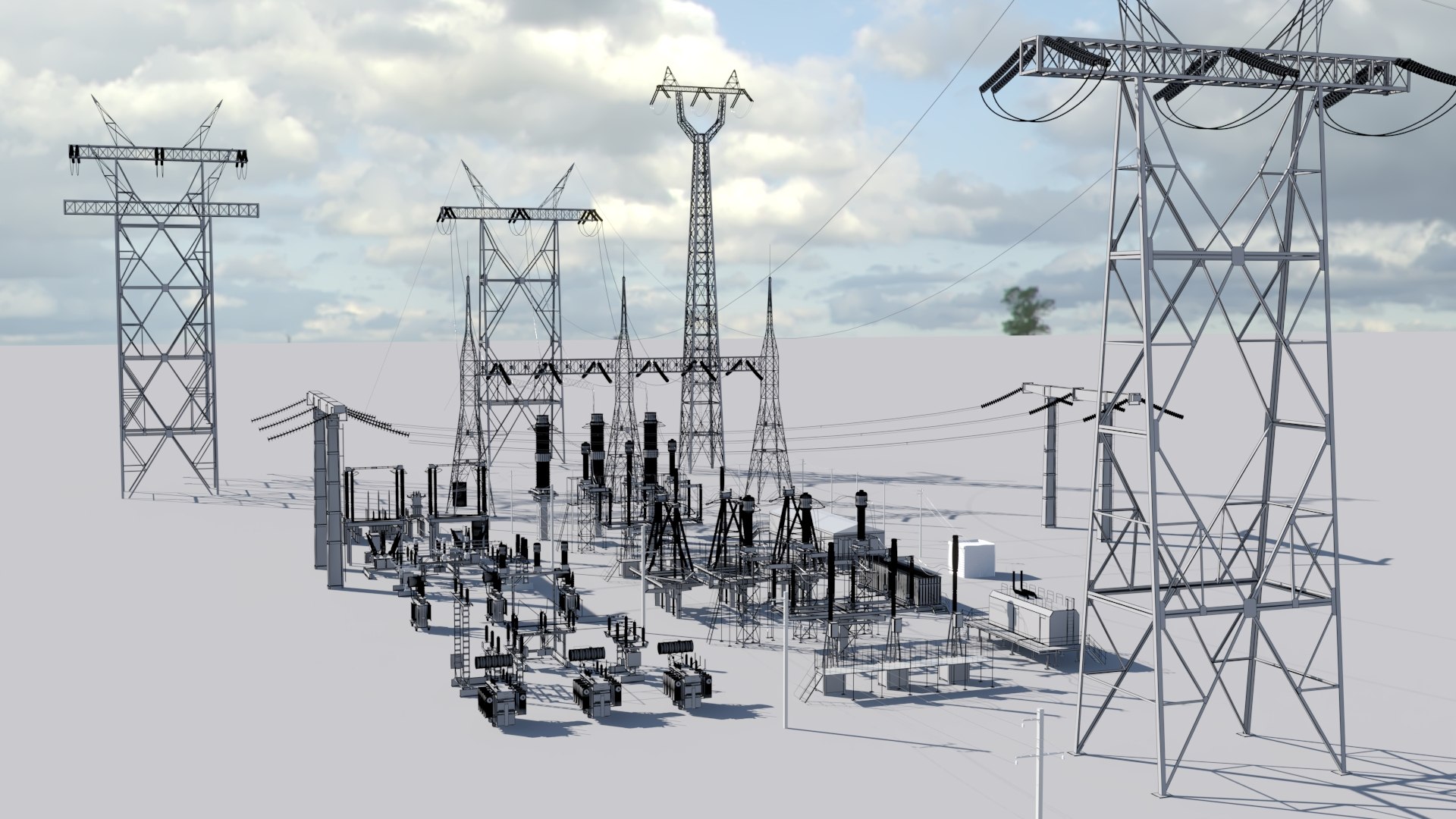 3D Electric Power Sub Station - TurboSquid 2324764