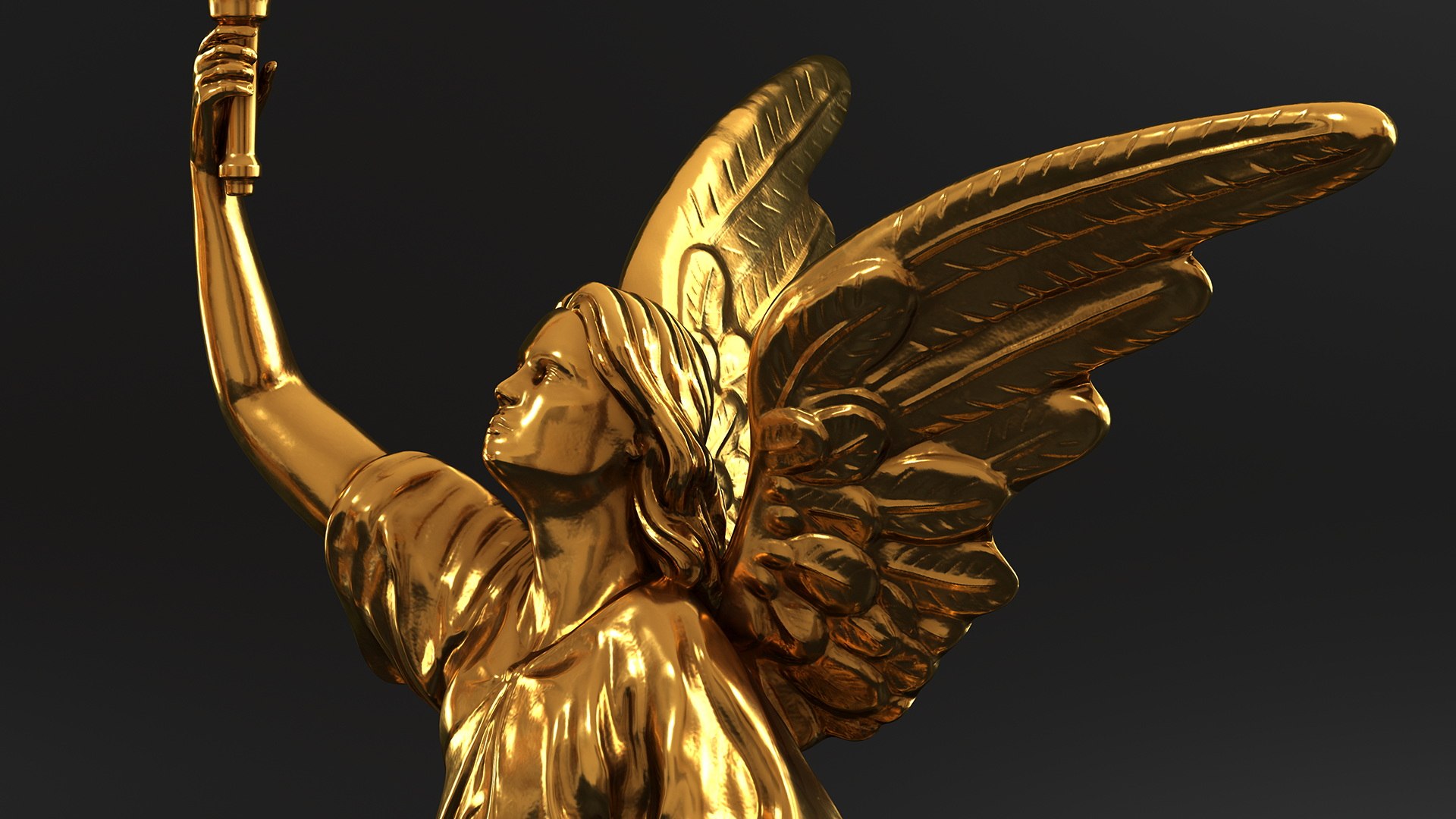 3D Fantasy Gold Angel Statue model - TurboSquid 2028419