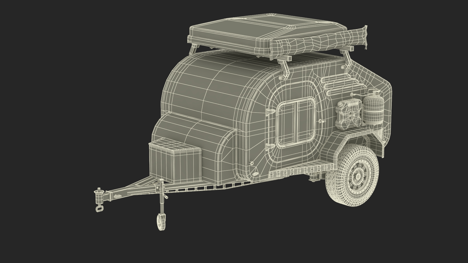 Camping Trailer Teardrop Beige 3D Model - TurboSquid 2268780