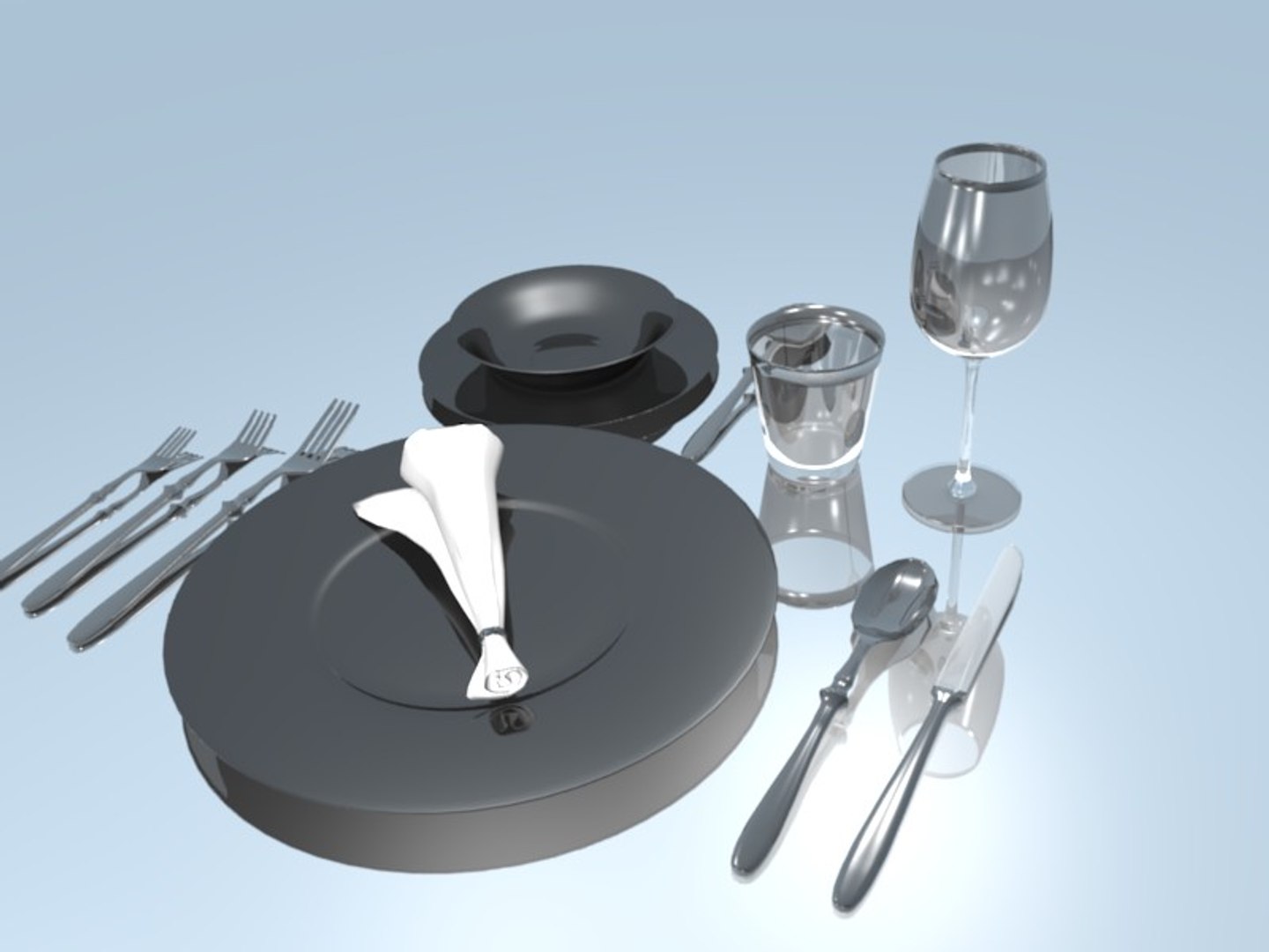 Set Table Fork Spoon Knife 3ds