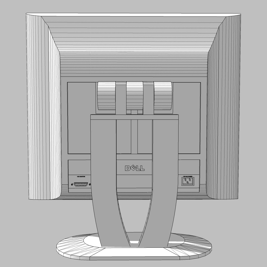 3d computer monitor flat model