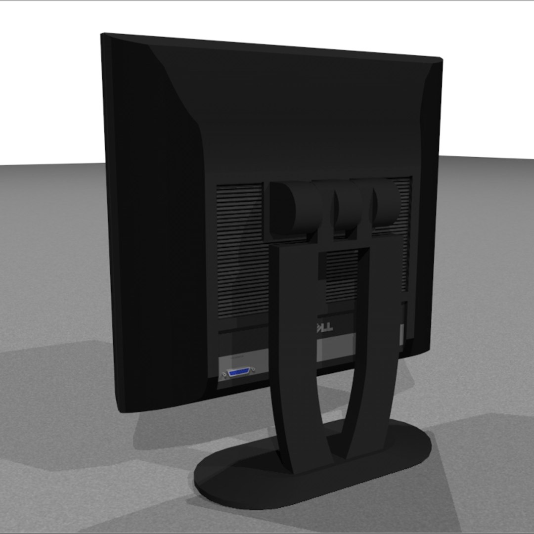 3d computer monitor flat model