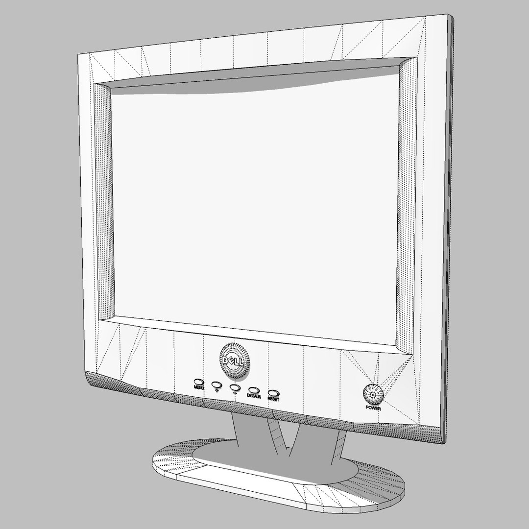 3d computer monitor flat model