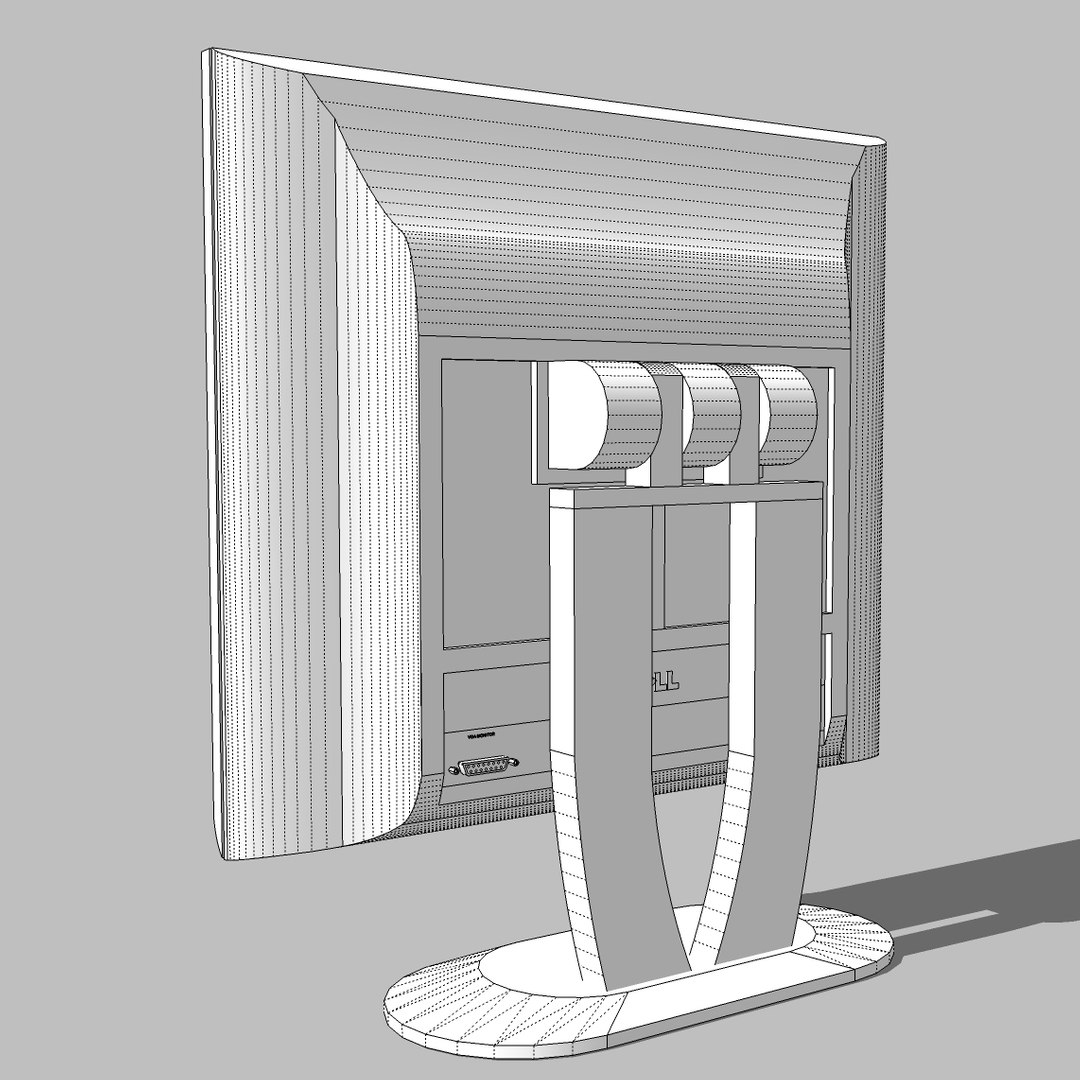3d computer monitor flat model