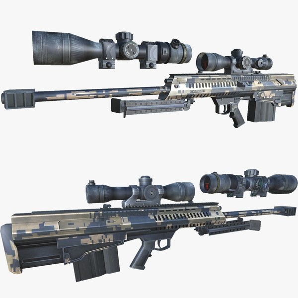 3D модель 34-barrett-gun модель 3d игровая модель Низкополигональная 3D ...