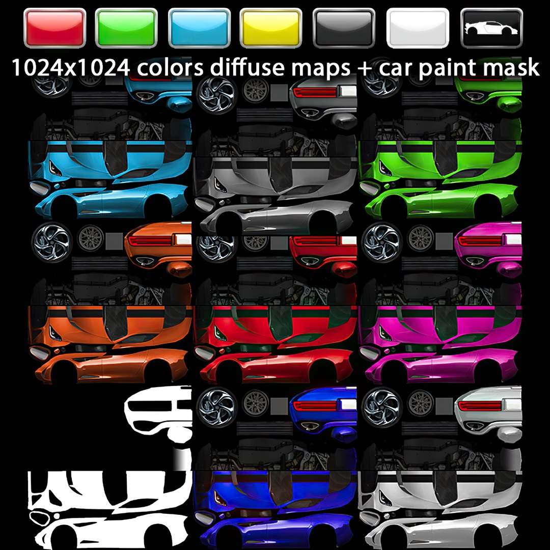 3d model of generic supercars colors car