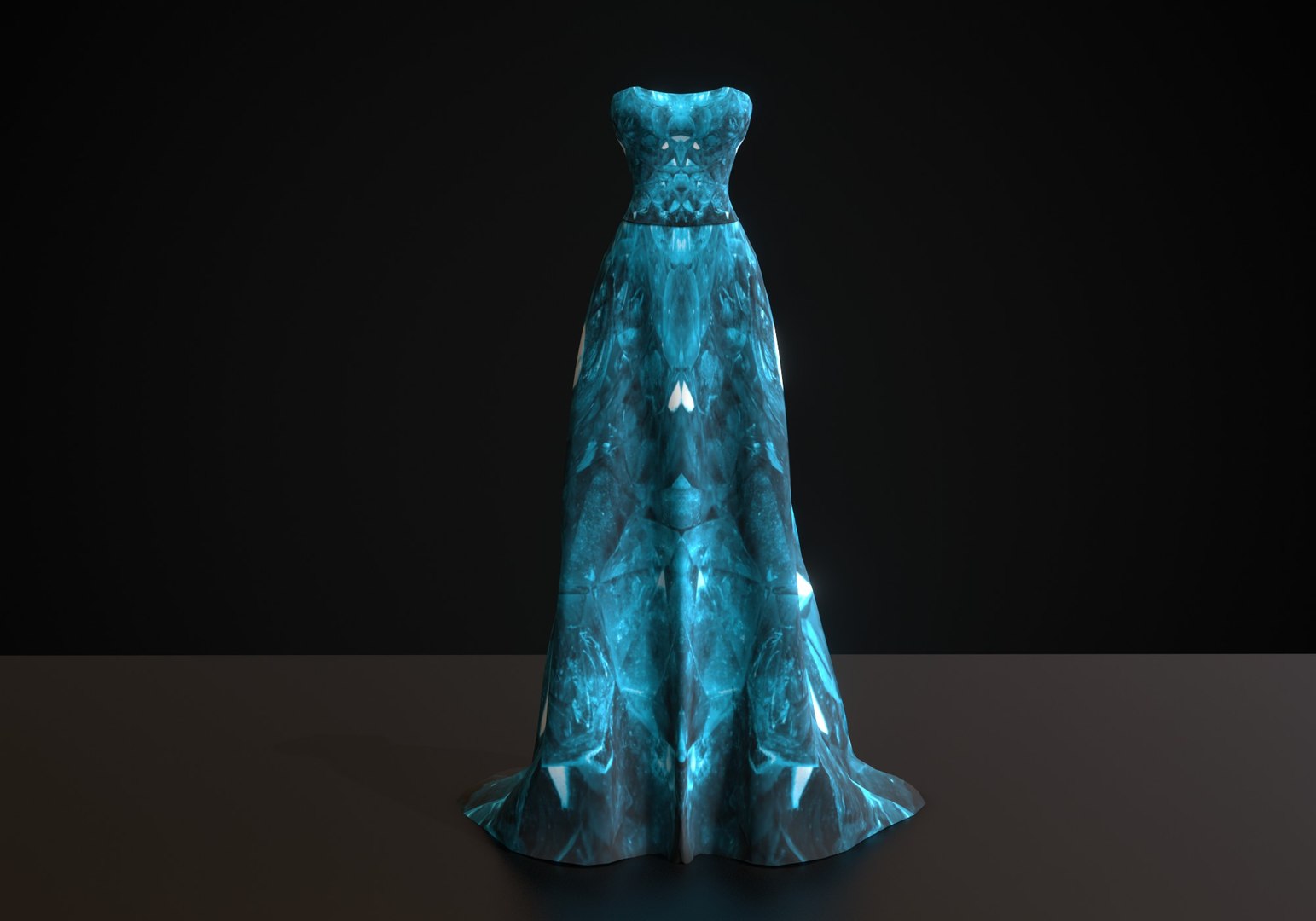 3D Model Blue Long Dress - TurboSquid 1887640