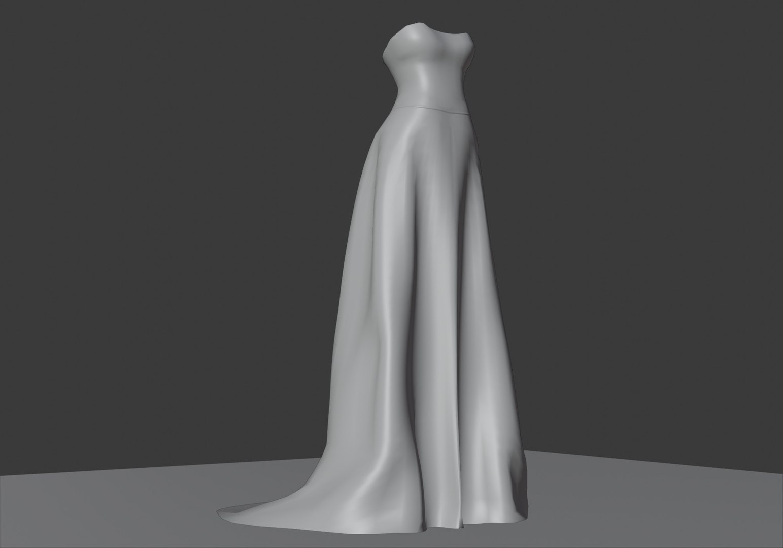 3D Model Blue Long Dress - TurboSquid 1887640