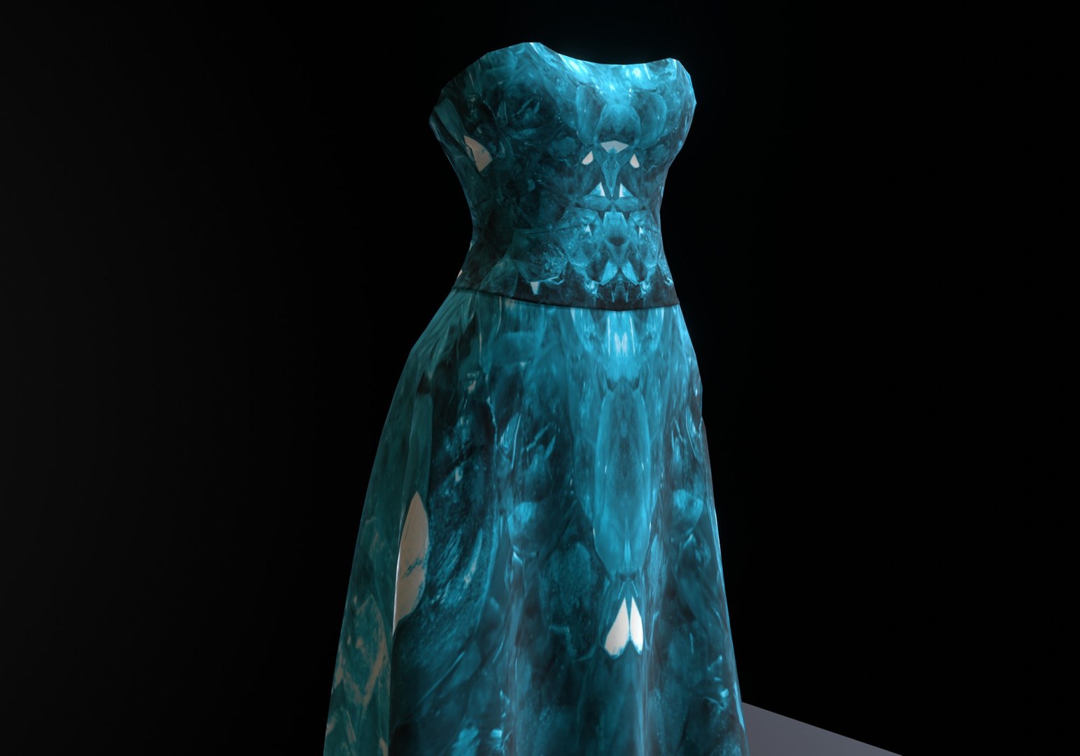 3D Model Blue Long Dress - TurboSquid 1887640
