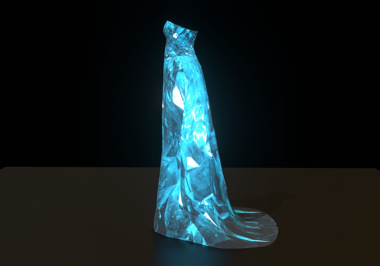 3D Model Blue Long Dress - TurboSquid 1887640