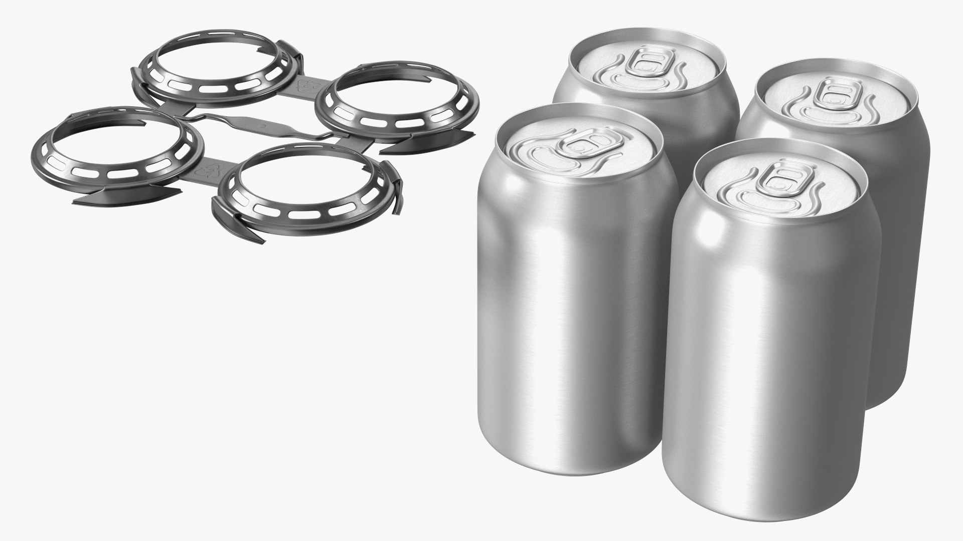 3D Model 4 Soda Cans Plastic Rings Holder - TurboSquid 2139973