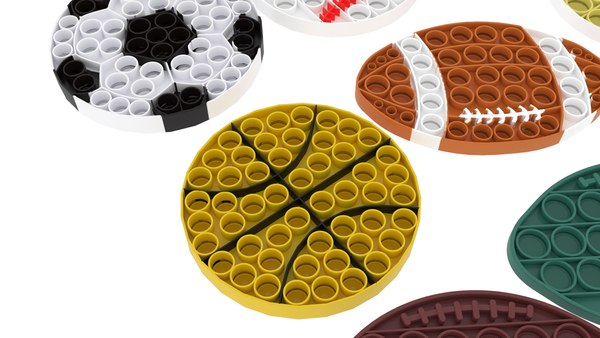 3D Sports Ball Pop It Fidget Toys Set model - TurboSquid 1772402