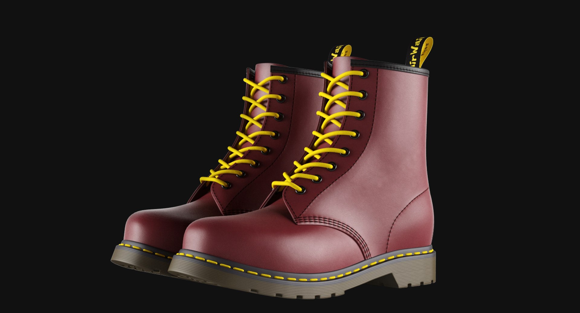3d Model Leather Red Boots