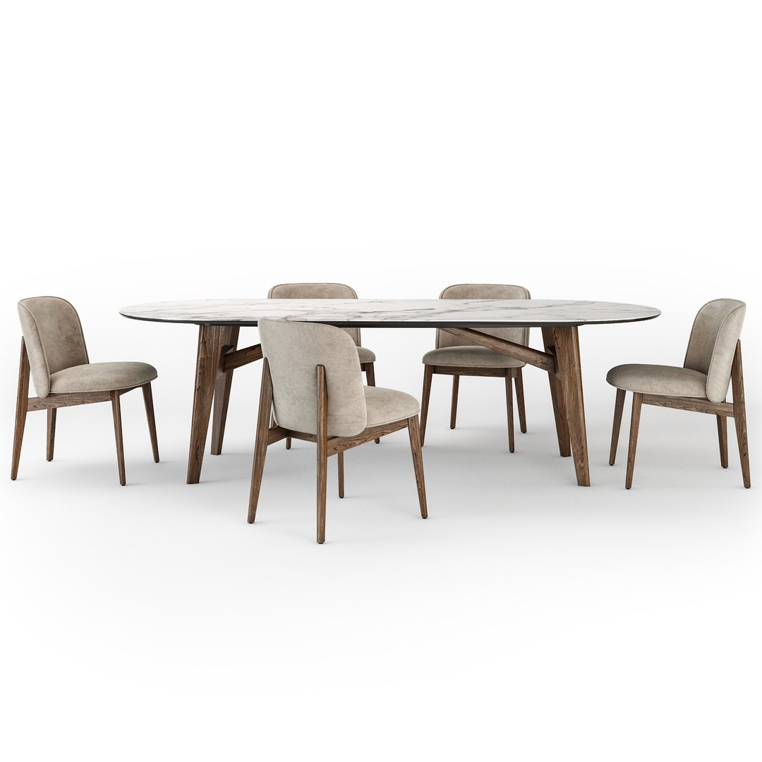 3D Calligaris Abrey elliptical table wood chair - TurboSquid 1795467